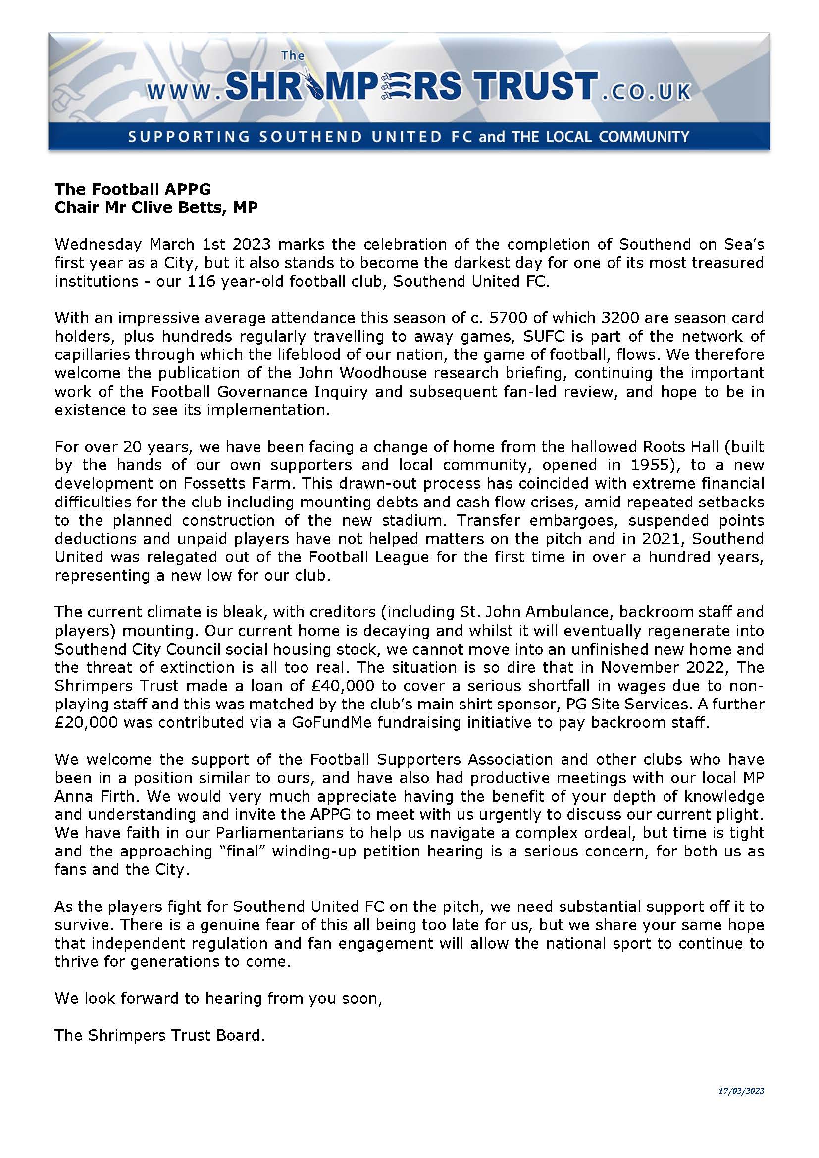 APPG Letter – Shrimperstrust